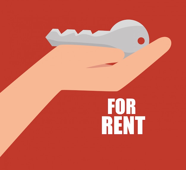 Hand Holding Key with 'For Rent' Text Illustration | Jiffy Designs