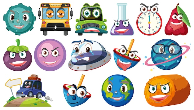Whimsical Collection of Cartoon Objects and Characters | Jiffy Designs