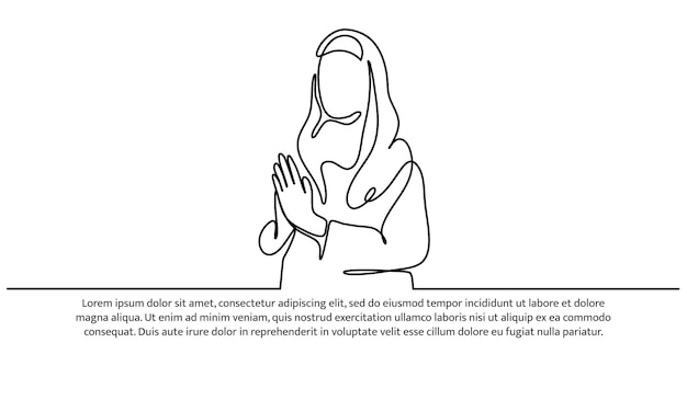 Minimalist Outline of a Praying Woman | Jiffy Designs