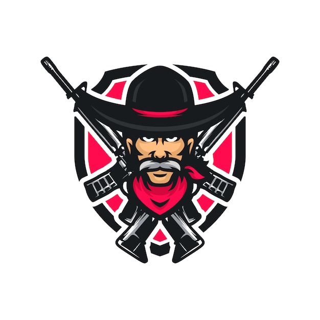 Fearless Outlaw: Rugged Cowboy Emblem with Crossed Revolvers | Jiffy ...