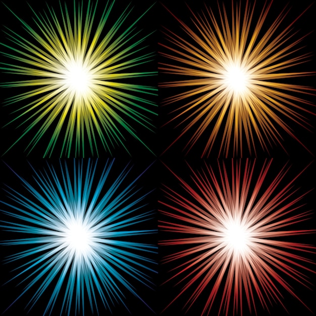 Radiant Starburst Explosions in Vibrant Color Palette | Jiffy Designs
