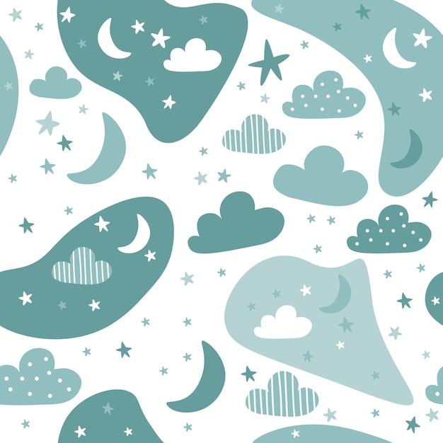 Whimsical Celestial Patterns: Clouds, Moons, and Stars Abound | Jiffy ...