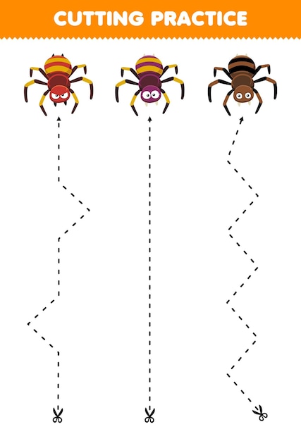Whimsical Spider Cutting Practice for Kids | Jiffy Designs