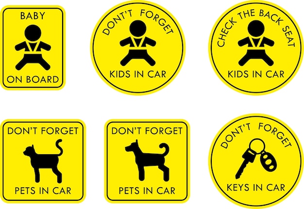 Collection of Vibrant Car Safety Signs for Babies, Kids, and Pets ...