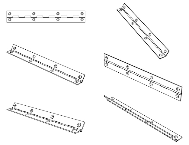 Minimalist Metallic Hinges and Brackets in Technical Illustrations ...