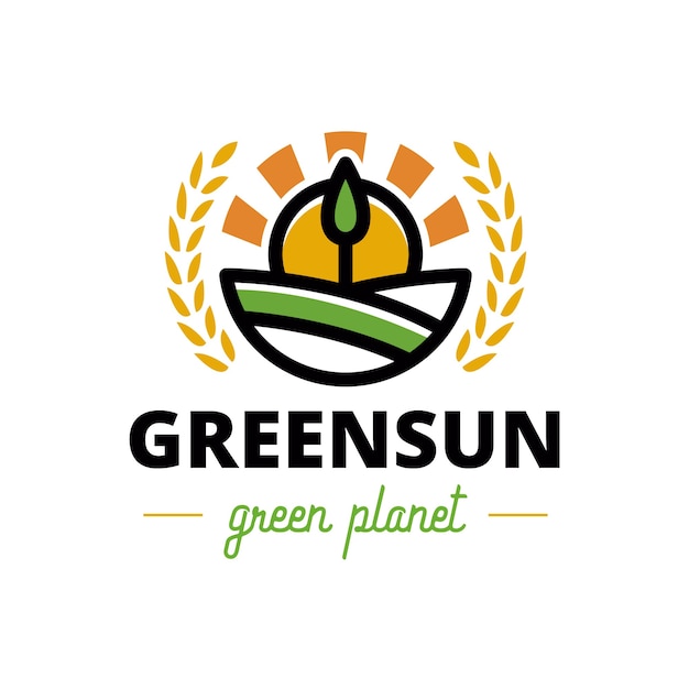 Vibrant Green Planet Logo with Laurel Wreath Emblem | Jiffy Designs