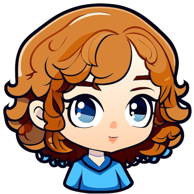 Charming Chibi Girl with Curly Copper Hair | Jiffy Designs