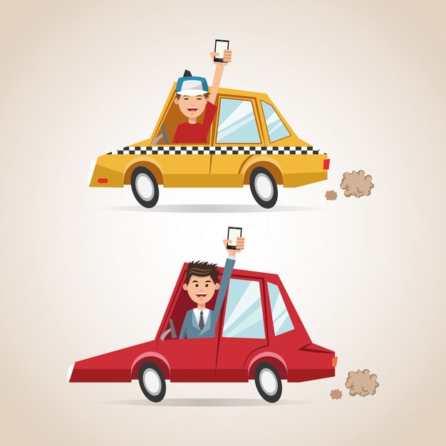 Whimsical Cartoon Cars and Drivers Illustration Collection | Jiffy Designs
