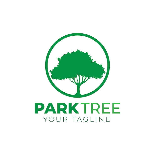 Vibrant Green Park Tree Silhouette Logo Design | Jiffy Designs