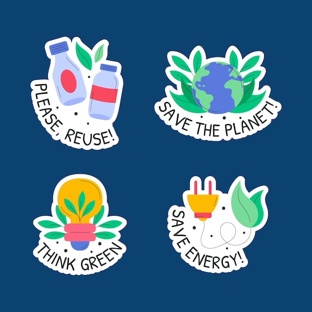 Vibrant Eco-Friendly Sticker Collection Promoting Sustainability ...