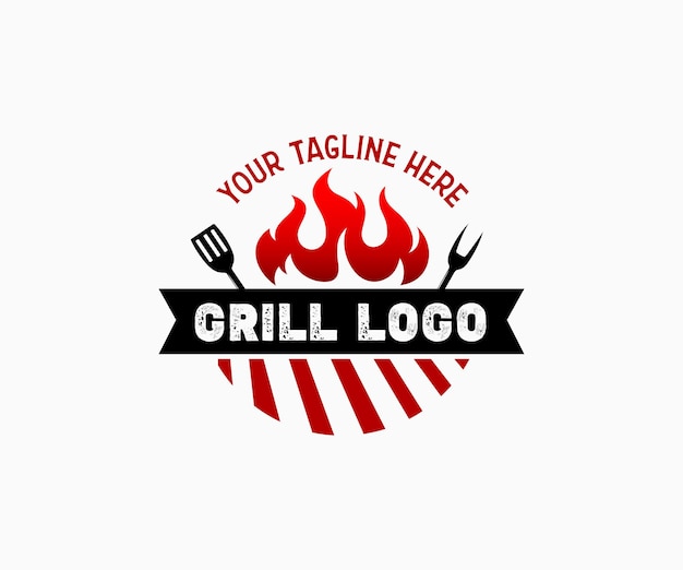 Sizzling Grill Logo with Customizable Tagline | Jiffy Designs
