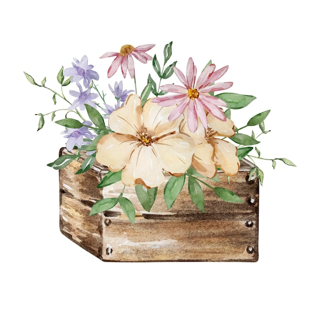 Vibrant Floral Arrangement in Rustic Wooden Crate | Jiffy Designs