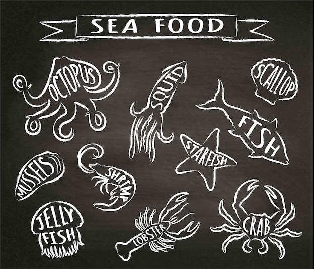 Delightful Chalkboard Sea Life Silhouettes for Seafood Menu | Jiffy Designs