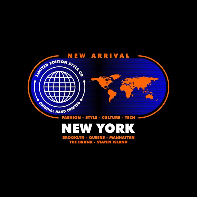 Vibrant World Map Emblem Showcasing New York's Global Reach | Jiffy Designs