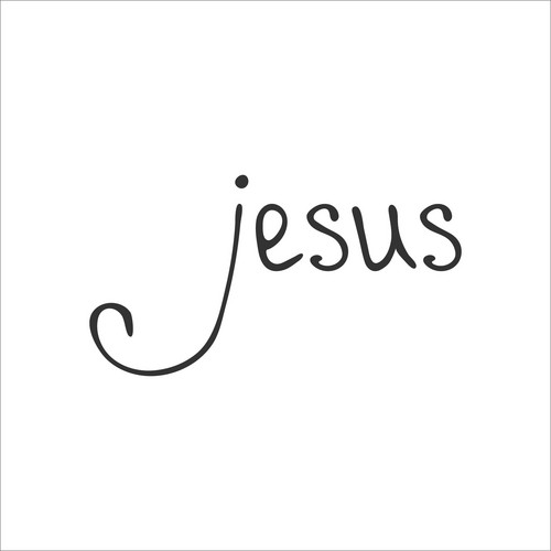 Hand Drawn Christian Inscription And Word Jesus Isolated On White ...