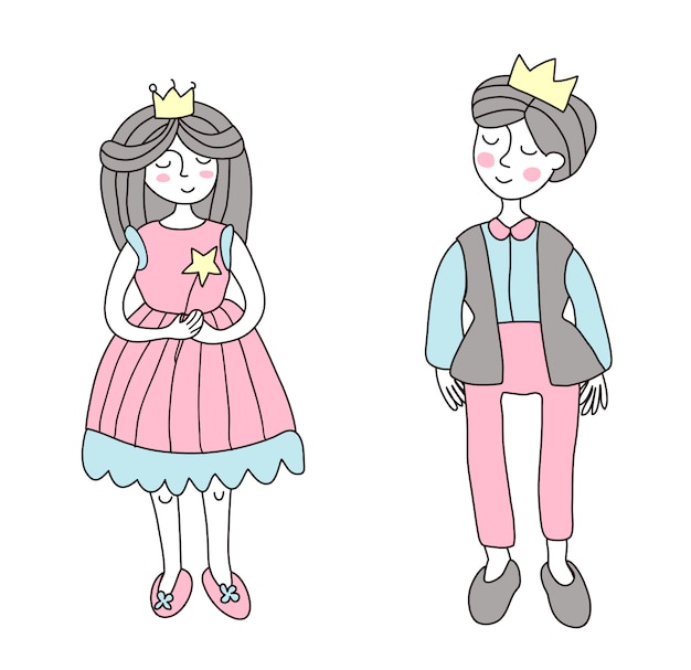 Whimsical Prince and Princess in Vibrant Pastel Attire | Jiffy Designs