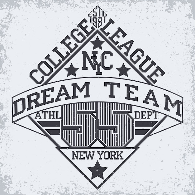 Vintage-Inspired College League Dream Team Emblem | Jiffy Designs