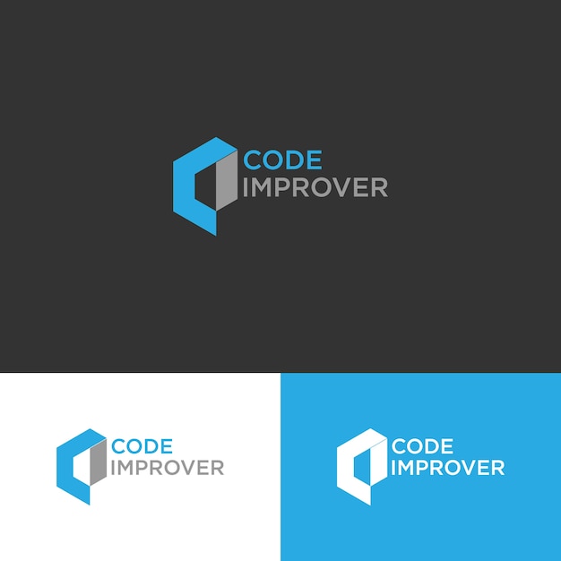 Code Improver Logo with Hexagonal Emblem and Shades of Blue | Jiffy Designs