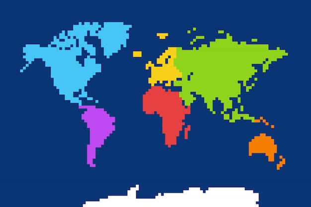 Vibrant Pixel World Map Showcases Global Diversity | Jiffy Designs