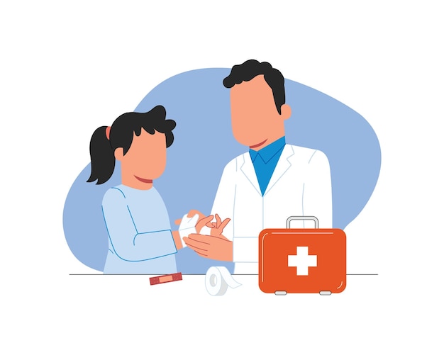 Caring Doctor Examining Patient with First Aid Kit | Jiffy Designs