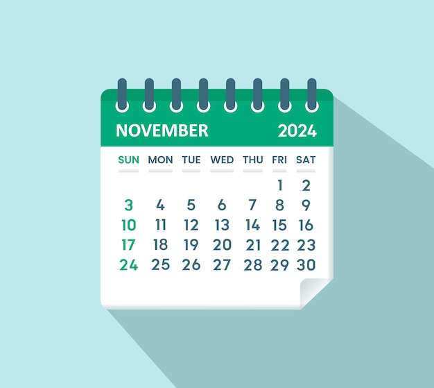 Vibrant November Calendar with Minimalist Green Shapes | Jiffy Designs