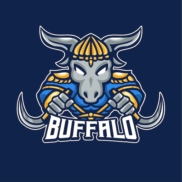 Fierce Buffalo Mascot with Horns and Armor | Jiffy Designs
