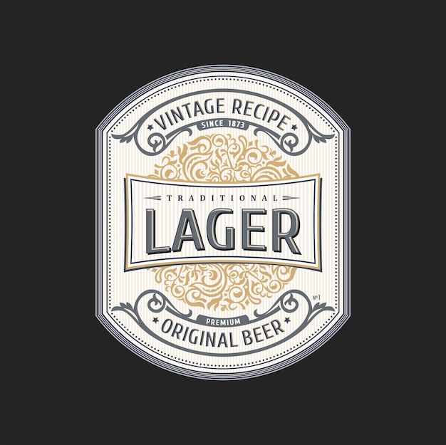 Vintage Lager Beer Label with Ornate Design | Jiffy Designs