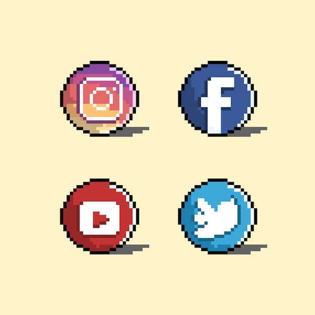 Vibrant Pixel Art Social Media Platform Icons Collection | Jiffy Designs