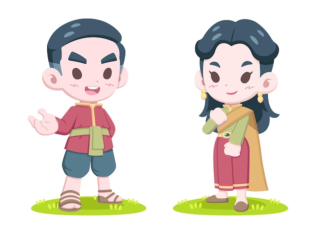 Charming Chibi Figures in Traditional Asian Attire | Jiffy Designs