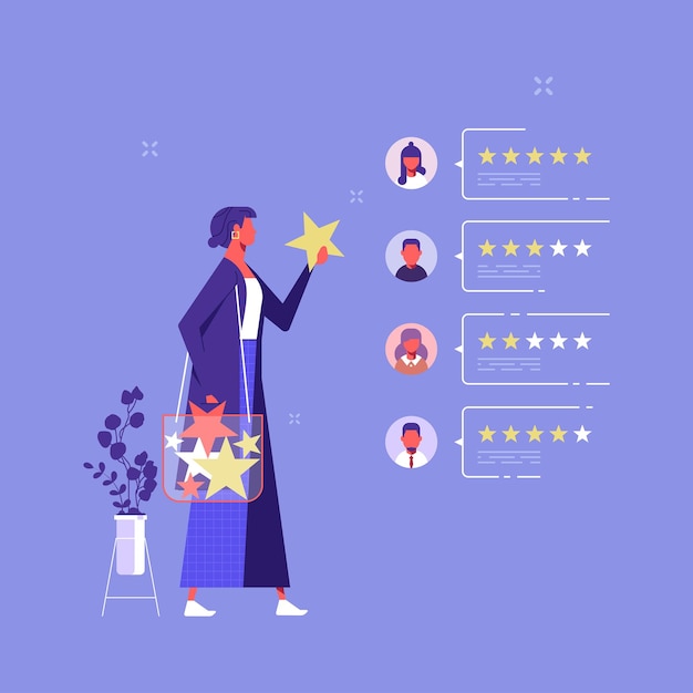 Stylish Character Giving Positive Feedback and Ratings | Jiffy Designs