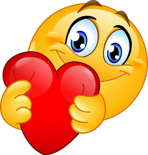 Happy Emoji Emoticon Hugging A Red Heart | Jiffy Designs