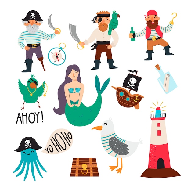 Vibrant Pirate Adventure: Swashbuckling Mermaids, Parrots, and ...