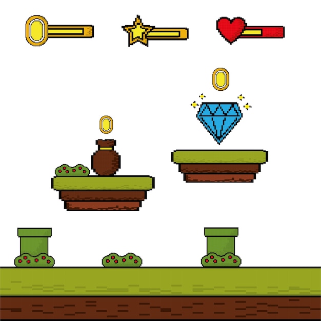 Retro Platformer Pixel Art Landscape | Jiffy Designs