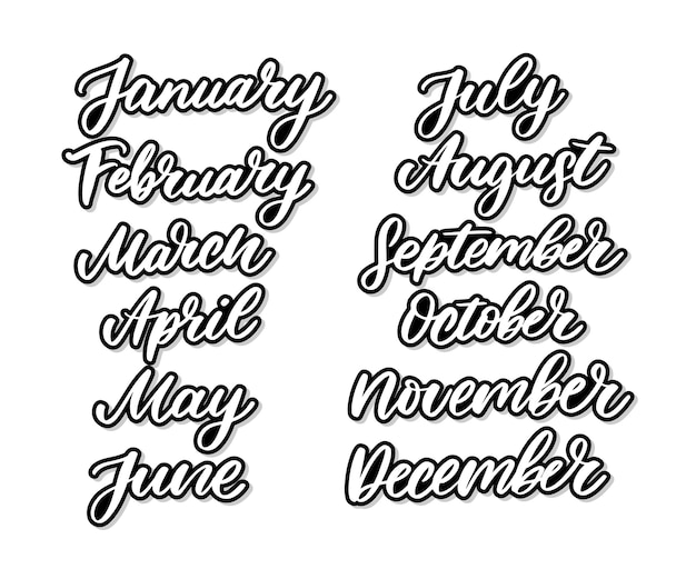 Stylized Handwritten Months Typography Collection | Jiffy Designs
