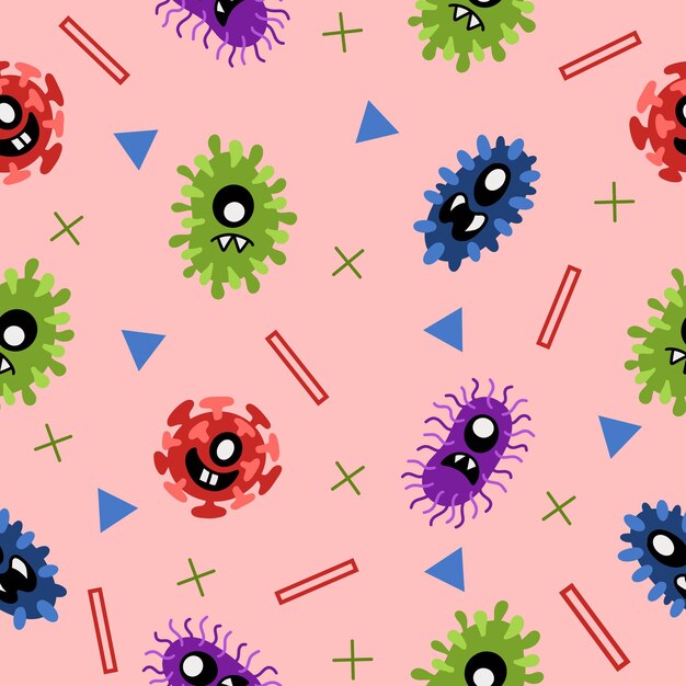 Playful Microbes: A Whimsical Pattern of Colorful Germs | Jiffy Designs