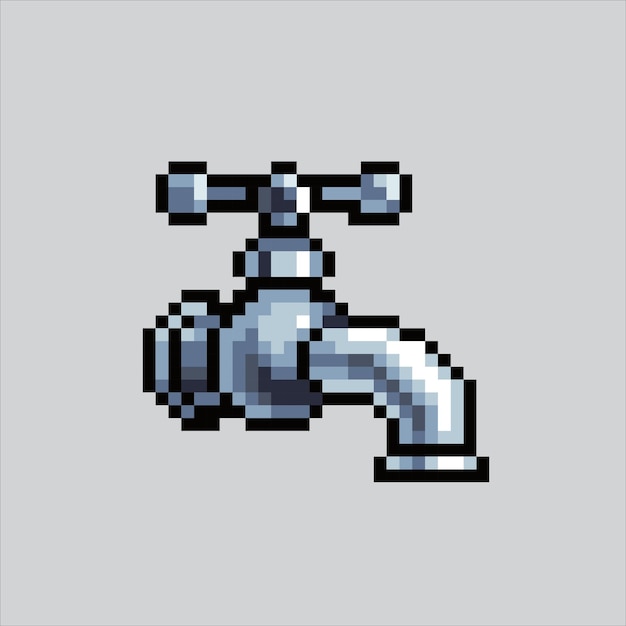 Pixel Art Water Tap with Chrome Finish on Neutral Background | Jiffy ...