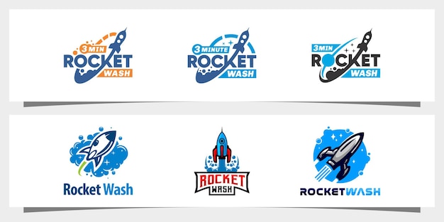 Vibrant Rocket-Themed Car Wash Logos and Branding Designs | Jiffy Designs