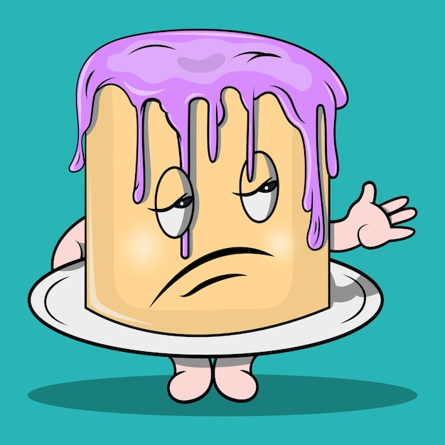 Sad Cake with Melting Purple Frosting on Teal Background | Jiffy Designs