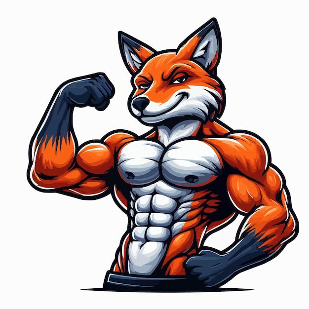 Powerful and Fierce Anthropomorphic Fox Flexing Muscles | Jiffy Designs