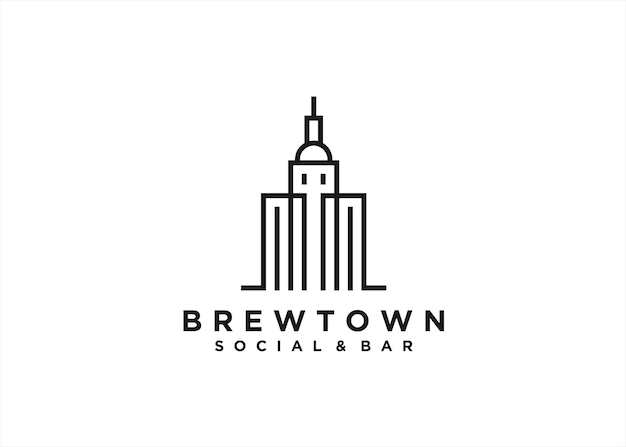 Sophisticated Skyline: Brewtown Social & Bar's Iconic Logo | Jiffy Designs