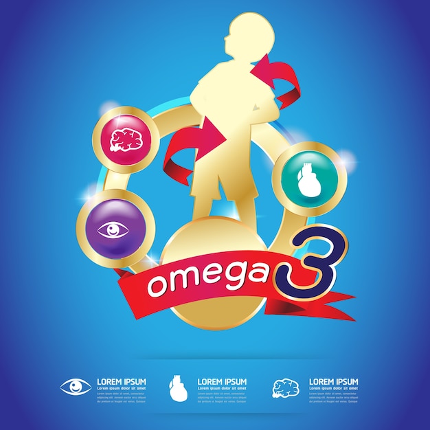 Vibrant Omega 3 Symbols Surrounding Silhouetted Figure | Jiffy Designs