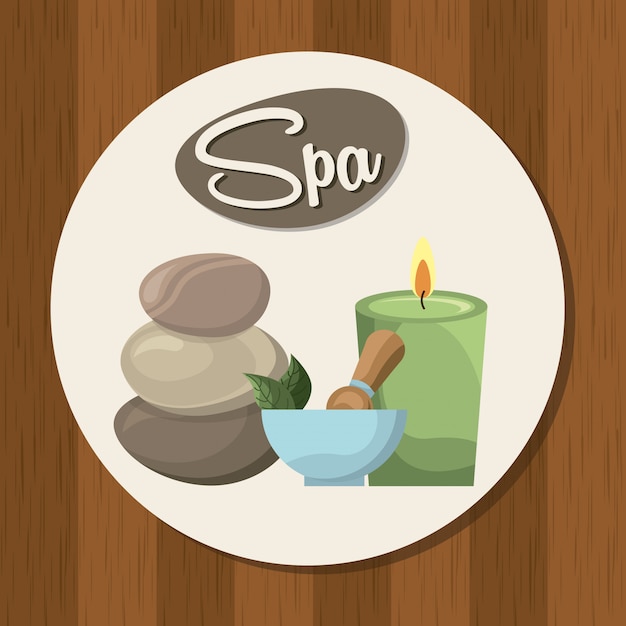 Spa Illustration with Candle, Stones, and Bowl Graphic Design | Jiffy ...