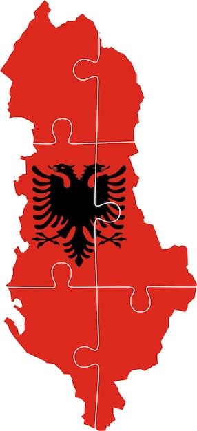 Patriotic Albanian Puzzle Map with Iconic Eagle Symbol | Jiffy Designs
