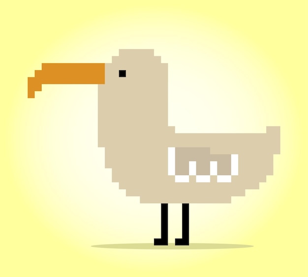Charming Pixel Art Seagull on Sunny Yellow Background | Jiffy Designs