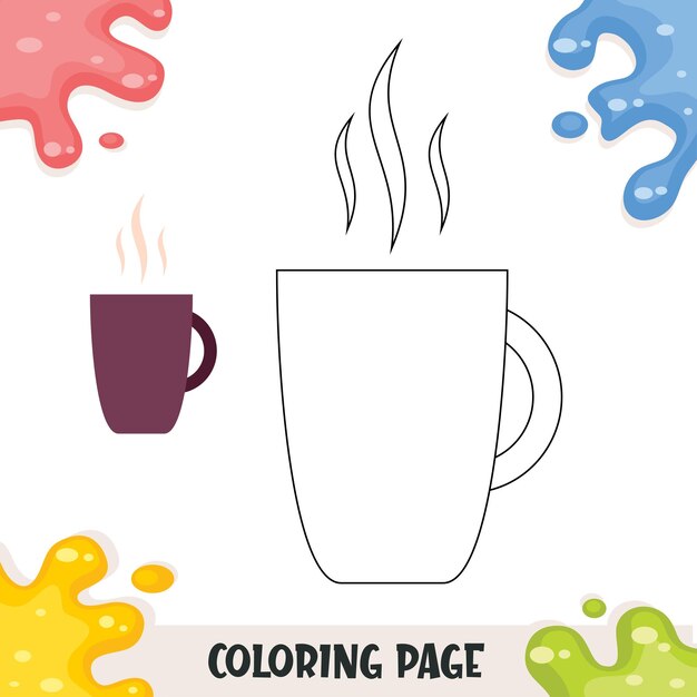 Vibrant Splashes and Steaming Mugs Coloring Page | Jiffy Designs