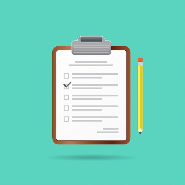 Clipboard with Checklist and Pencil on Teal Background | Jiffy Designs