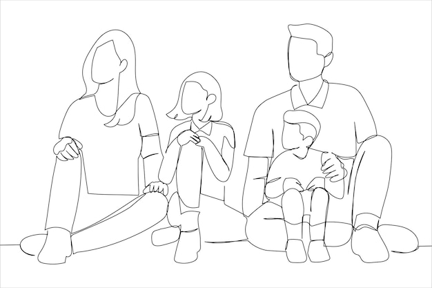 Stylized Family Illustration in Outline Form | Jiffy Designs