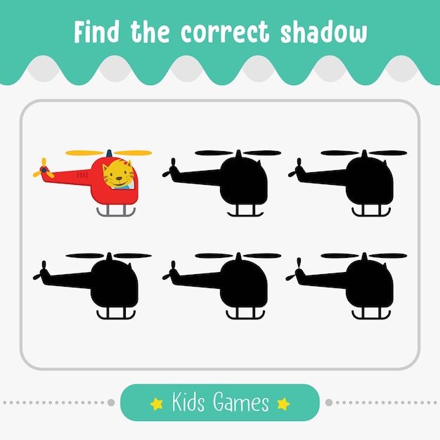Spot the Matching Helicopter Silhouette in the Kids' Game | Jiffy Designs