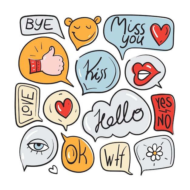 Vibrant Collection of Expressive Hand-Drawn Emoji-Style Symbols | Jiffy ...