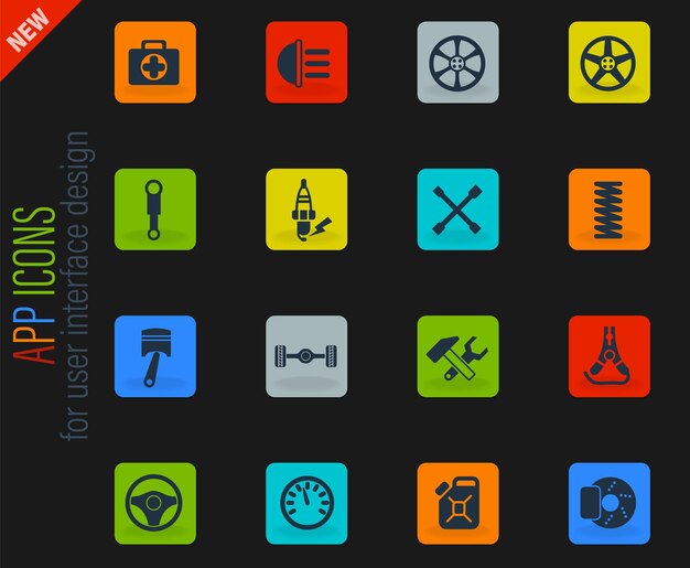 Vibrant Collection of Automotive and Repair Icons for Versatile Design ...